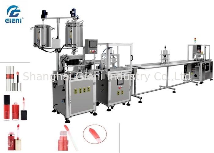 Semi - automatic Lip Oil Filling Machine with Mixing Tank , Linear Type